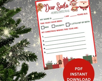 Christmas Santa Letter Template for Kids (digital Download Print) 8 ...