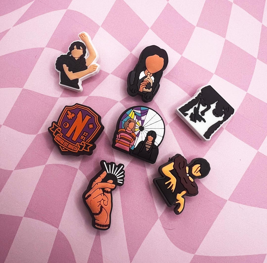 Wednesday Addams Crocs Charms Set of 7 Fun & Spooky Shoe Accessories ...