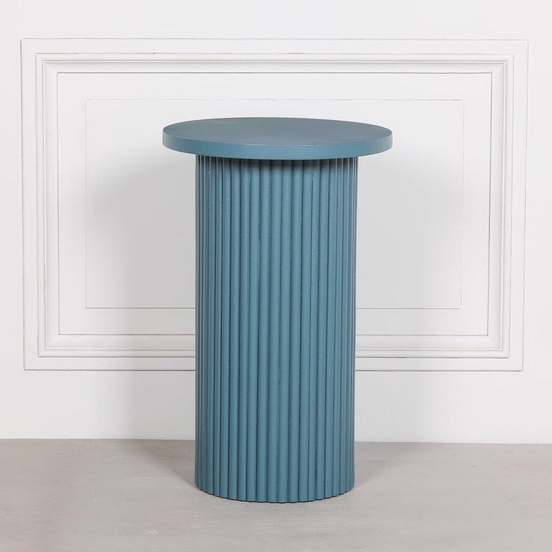 Round Blue Side Table - Etsy