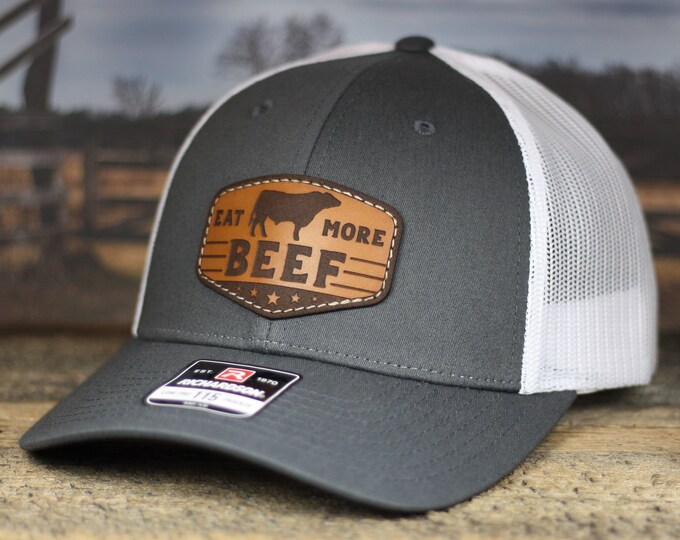 Richardson 115 Eat More Beef Hat Cap Farming Real Leather Patch - Etsy