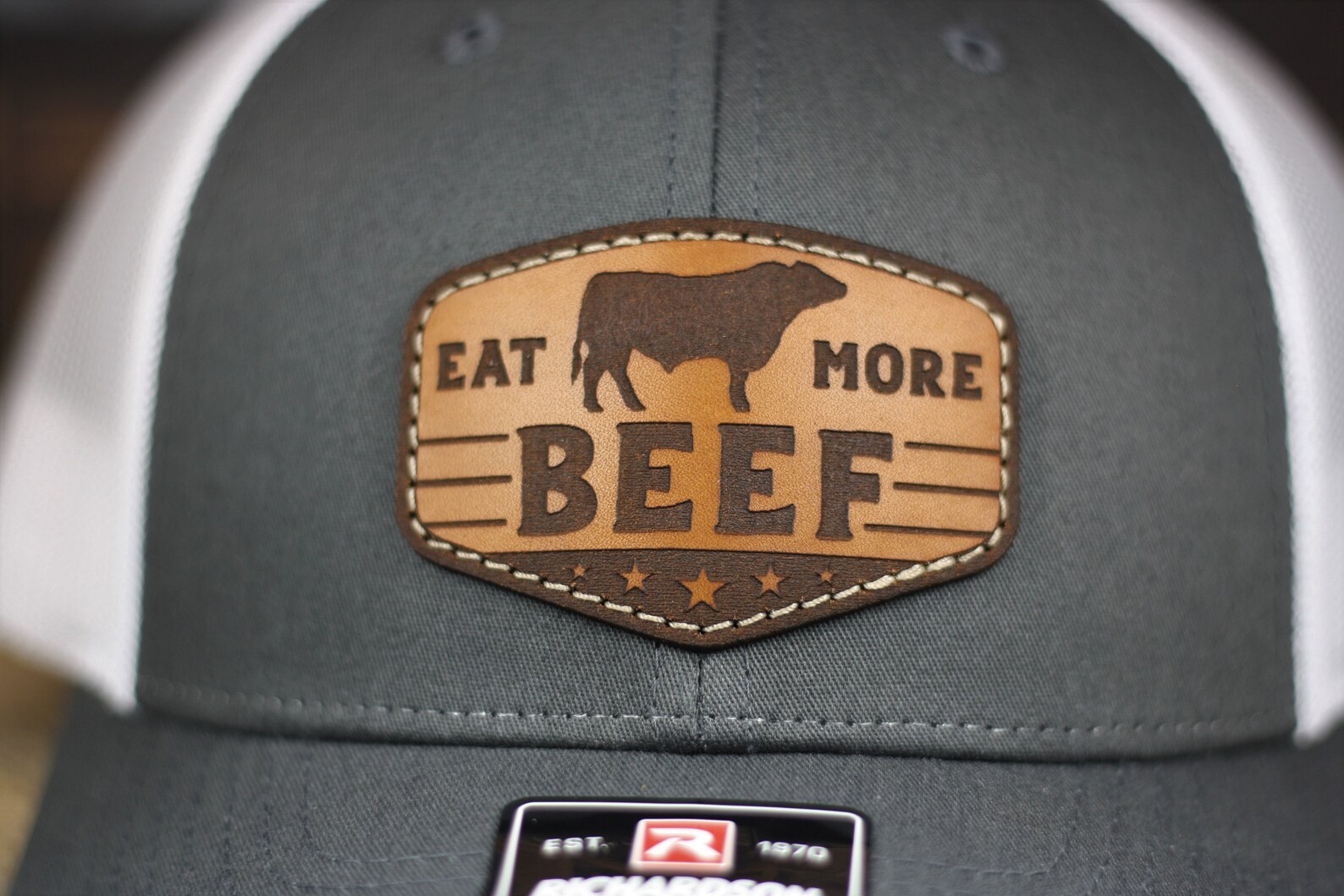 Richardson 115 Eat More Beef Hat Cap - Farming - Real Leather Patch - Etsy