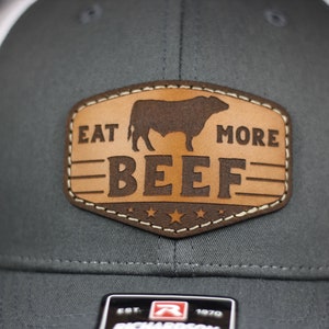 Richardson 115 Eat More Beef Hat Cap - Farming - Real Leather Patch - Etsy