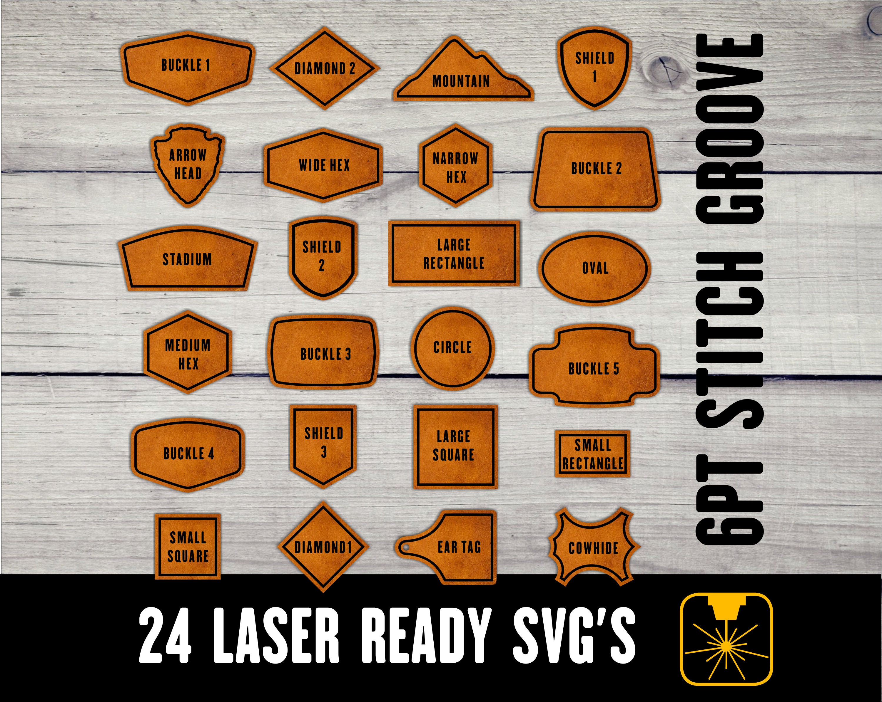 24 Leather Patch SVG Laser Ready Cut Files (Download Now) - Etsy
