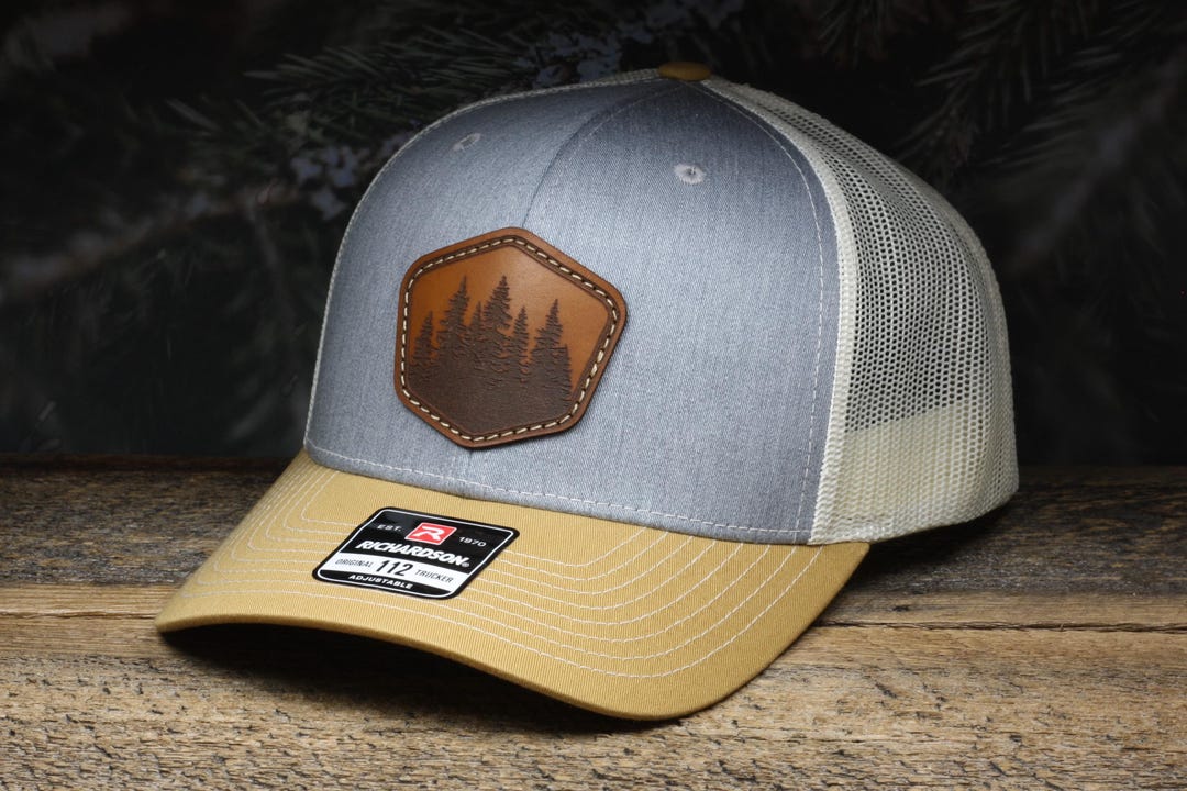 Treeline Leather Patch Trucker Cap, Trees Hat, Gift for Him, Richardson ...