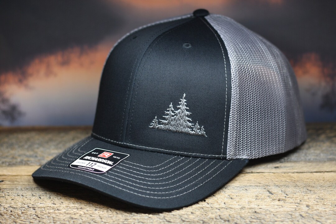 Tree Line Hat, Richardson 112 Embroidered Pine Fir Trees Cap, Camping ...