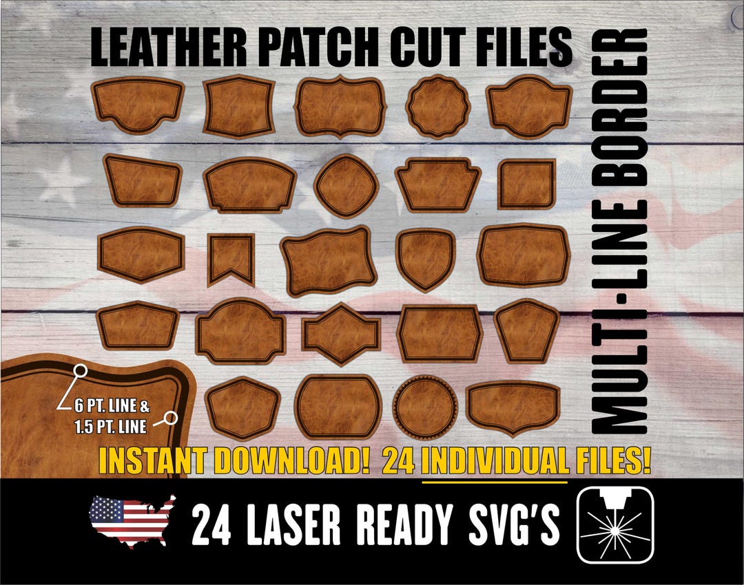 Leather Patch SVG Templates: 24 Laser-ready Cut Files for Custom ...