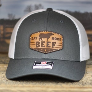 Richardson 115 Eat More Beef Hat Cap - Farming - Real Leather Patch - Etsy
