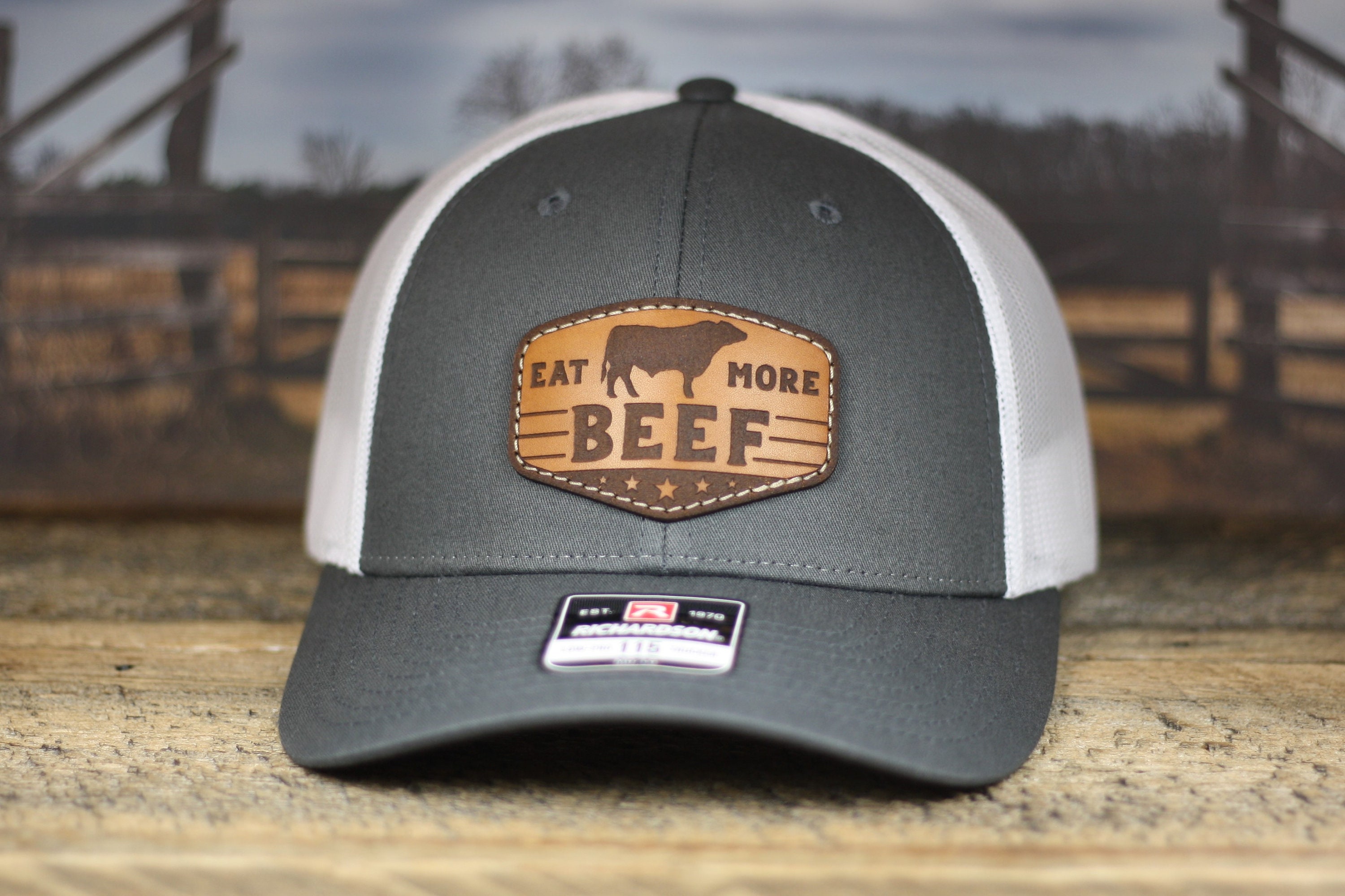 Richardson 115 Eat More Beef Hat Cap - Farming - Real Leather Patch - Etsy