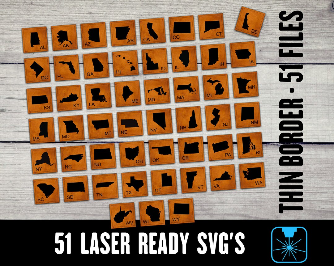 US State Leather Patch SVG Files: Laser Cut Hat Designs (digital ...