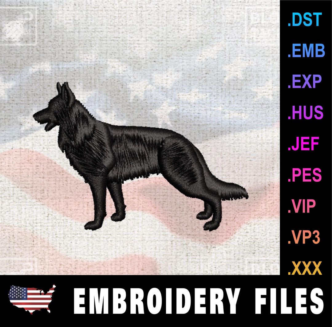 German Shepherd Embroidery File for Hats & Caps - K9 Design - Etsy