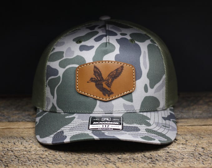 Richardson 112PFP Flying Duck Leather Patch Hat 5-panel Marsh Duck Camo - Etsy