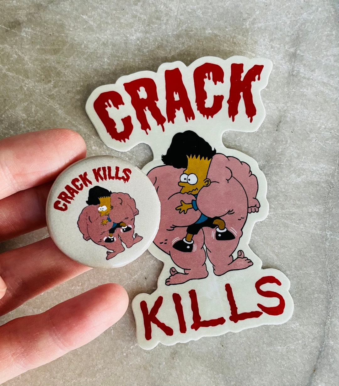 90s Bart Simpson Boot Design Button and Sticker Pack Crack Kills Funny ...
