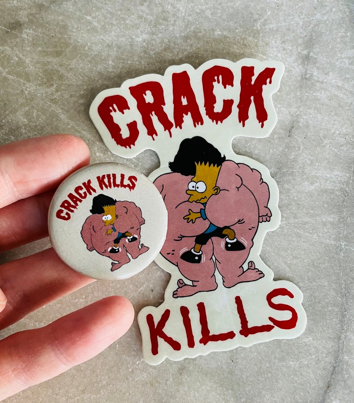 90s Bart Simpson Boot Design Button and Sticker Pack Crack - Etsy