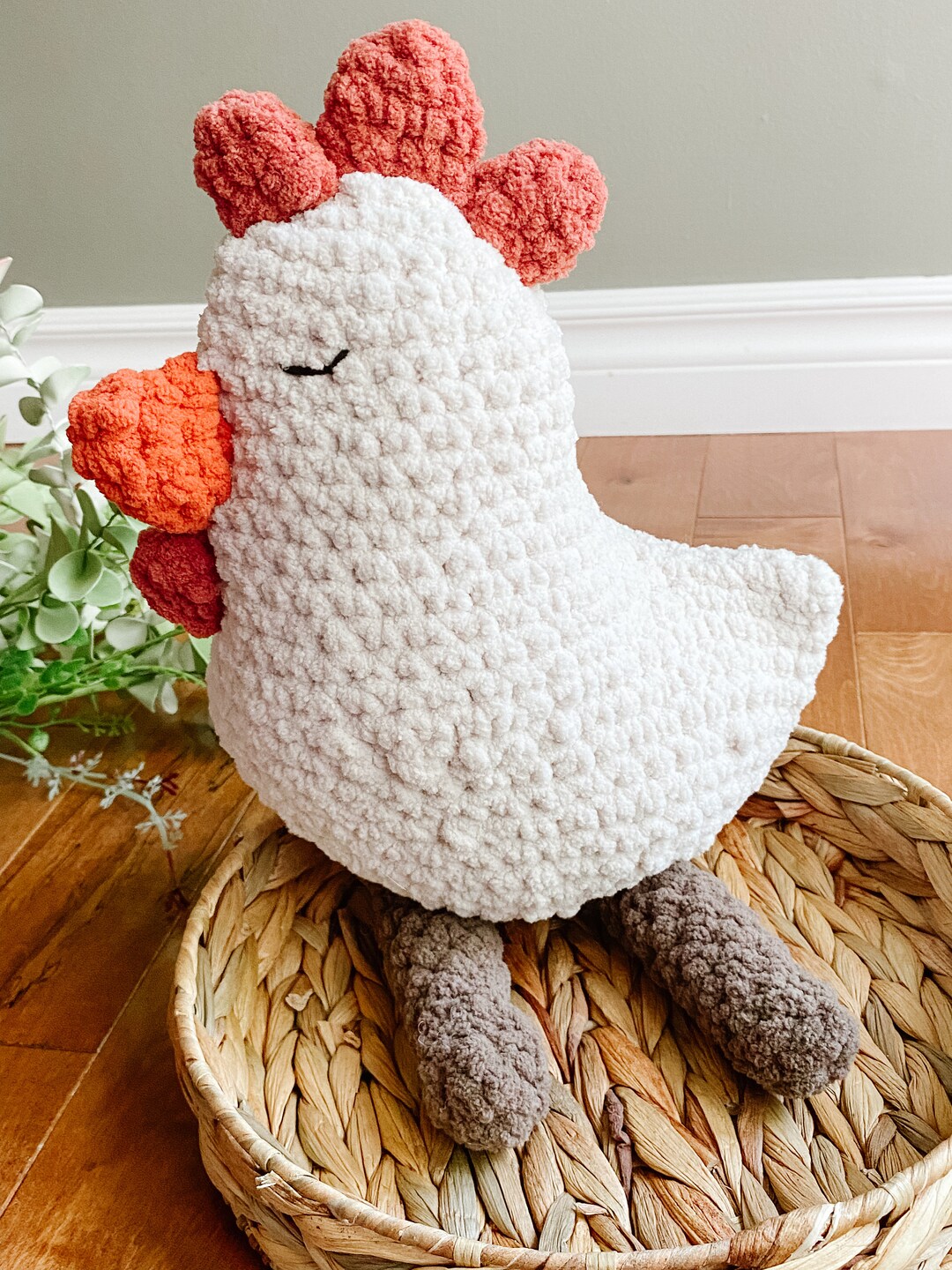 Handcrafted Crochet Chicken Plush Toy, Amigurumi Farm Animal Decoration ...
