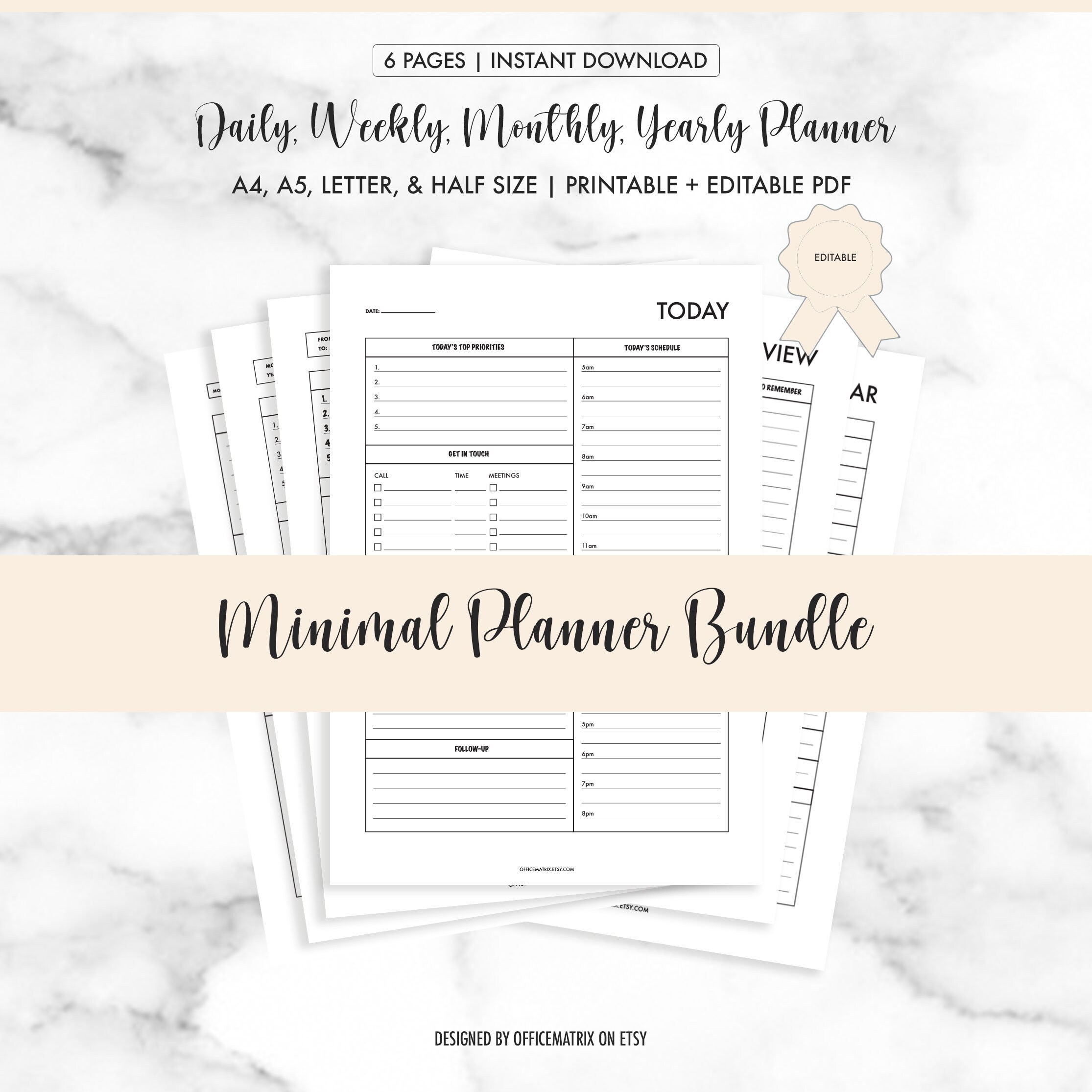 Paper Paper & Party Supplies A4 UNDATED Fillable & Printable Planner ...