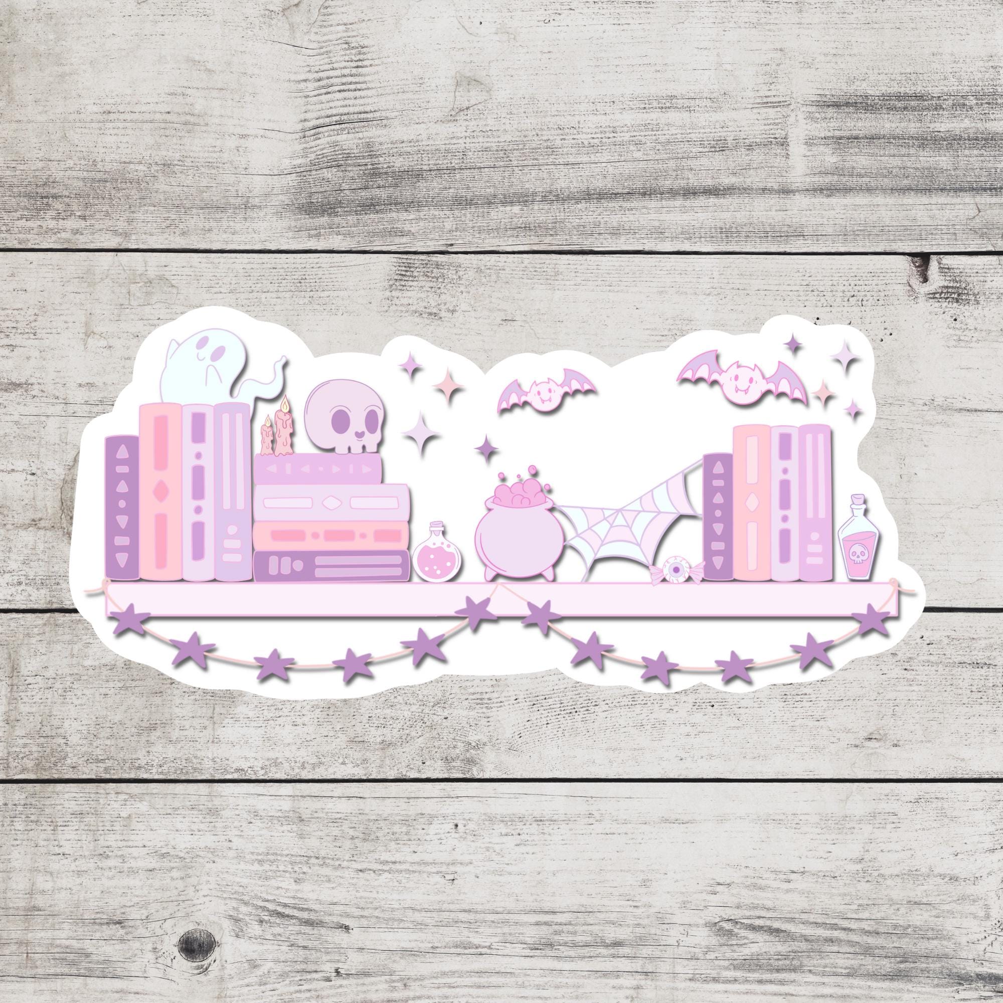 Halloween Bookshelf Sticker: Pastel Goth Reader, Spooky Vibes - Etsy