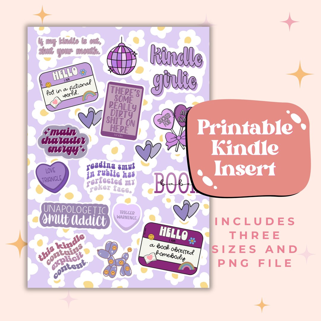 Purple Flowers Kindle Insert - Digital Download, Bookish Merch, Ereader ...
