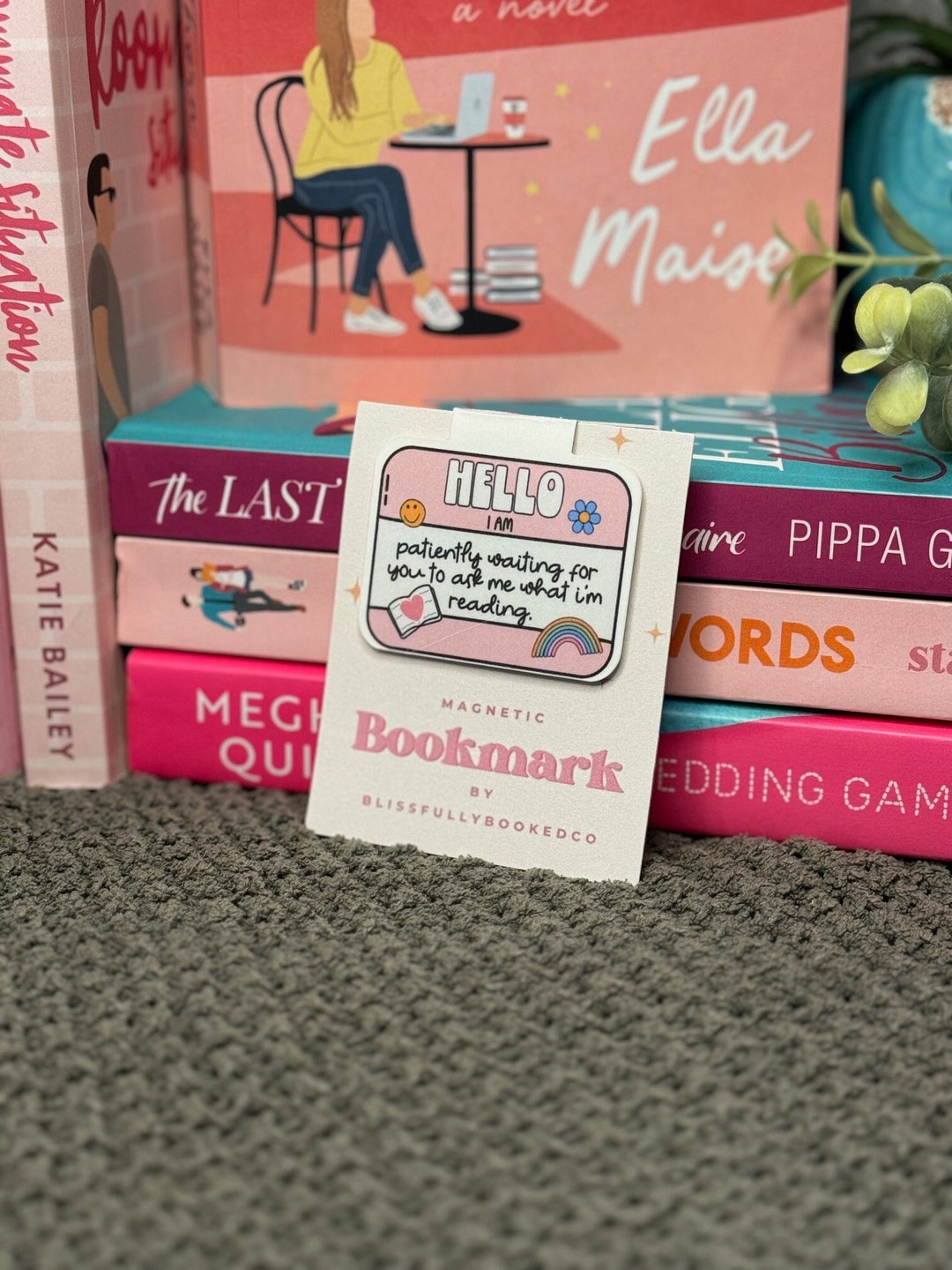 Hello, Ask Me What I'm Reading Magnetic Bookmark, Handmade Bookmark ...