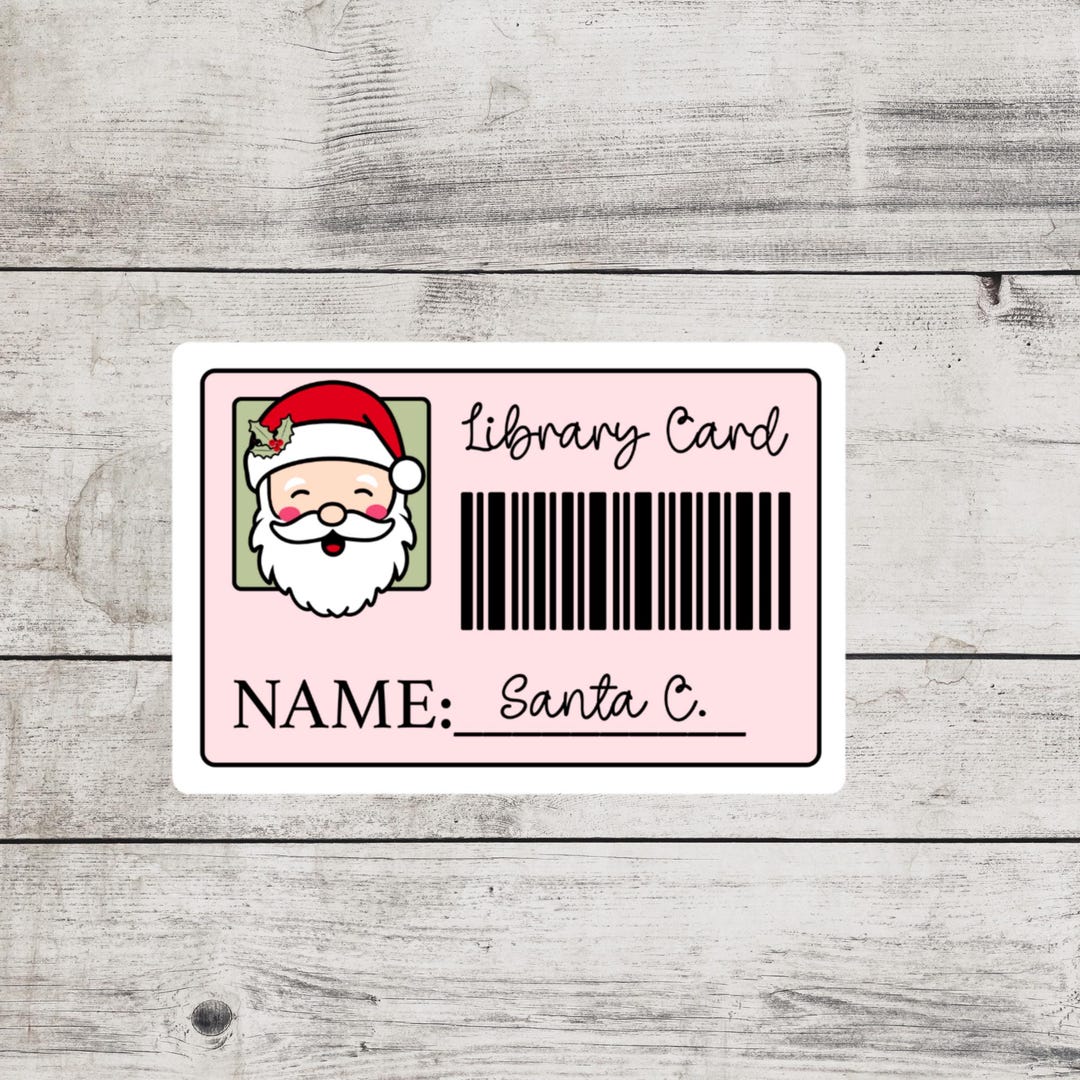 Santa Library Card Sticker, Bookish Christmas Gift - Etsy