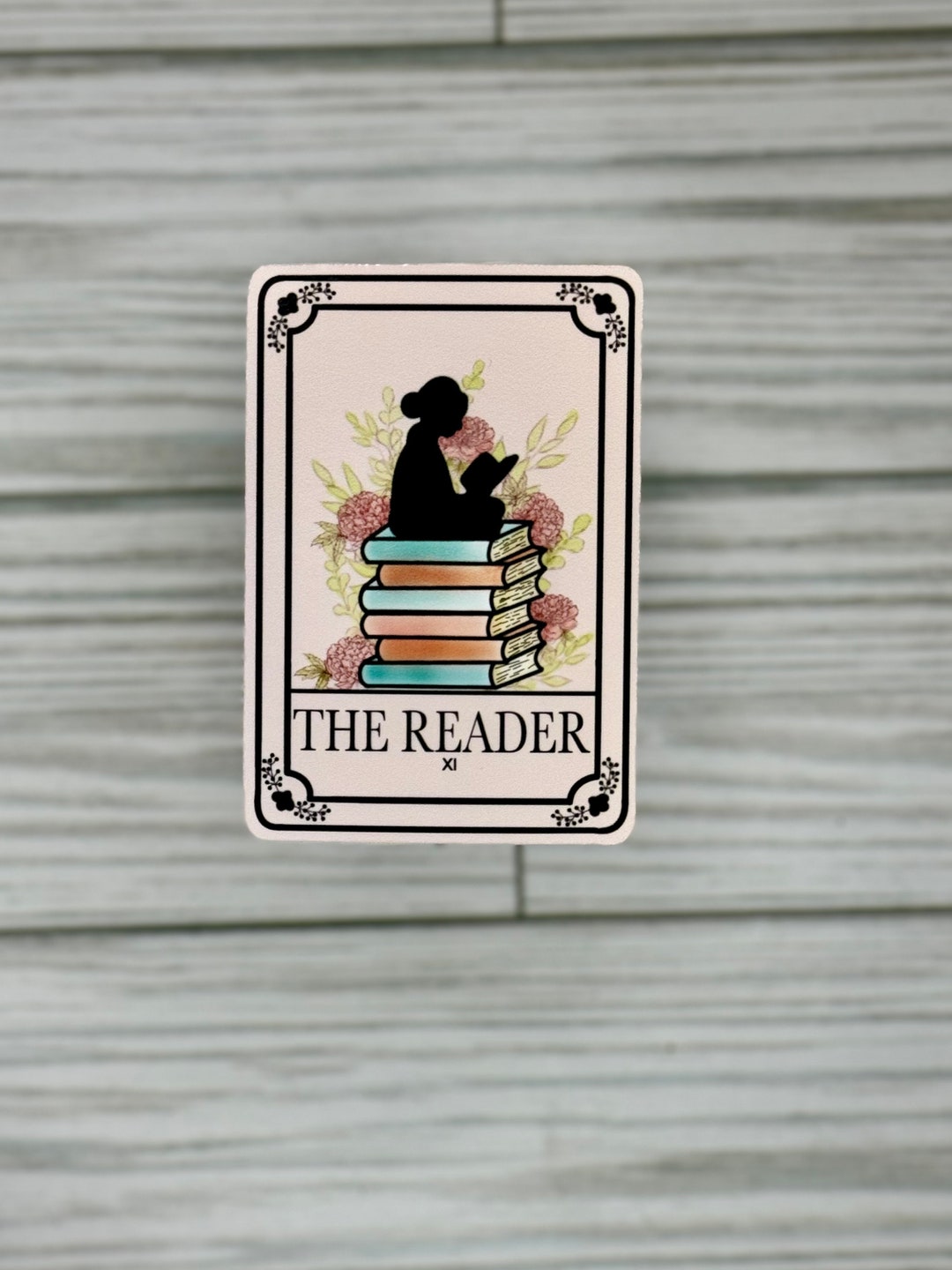 The Reader Tarot Card Sticker, Book Lover Gift, Kindle Laptop Sticker ...