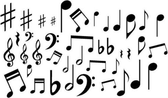 Coloured Single Music Notes