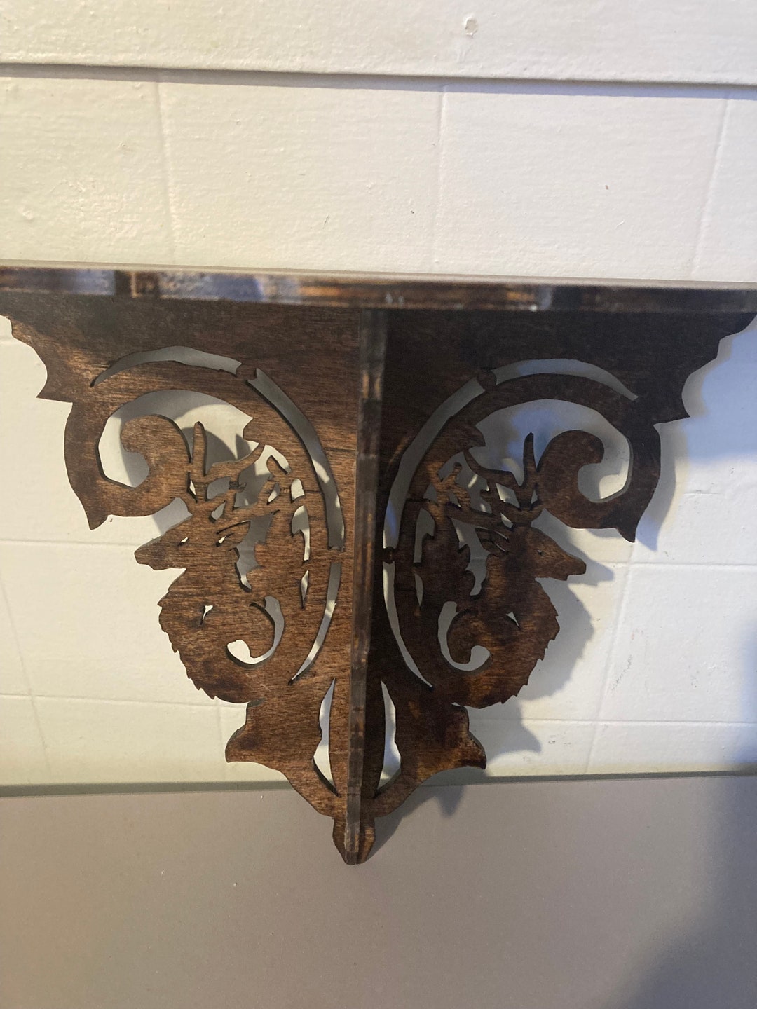 Hand Carved Wooden Deer Buck Stag Wall Shelf - Etsy