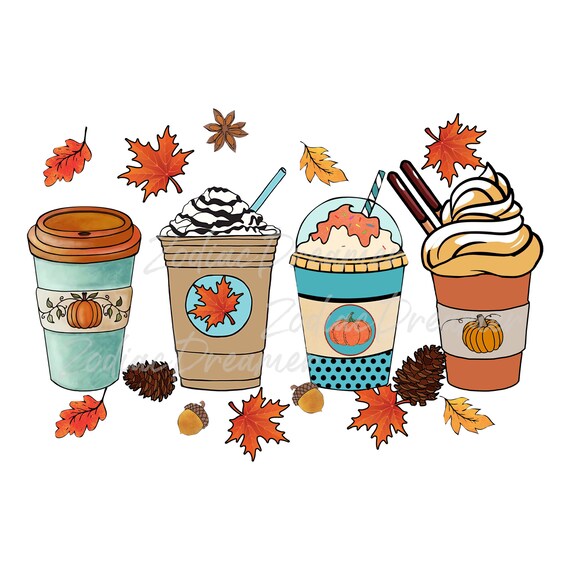 Fall Coffee PNG Pumpkin Spice Latte Iced Warm Autumn Orange - Etsy