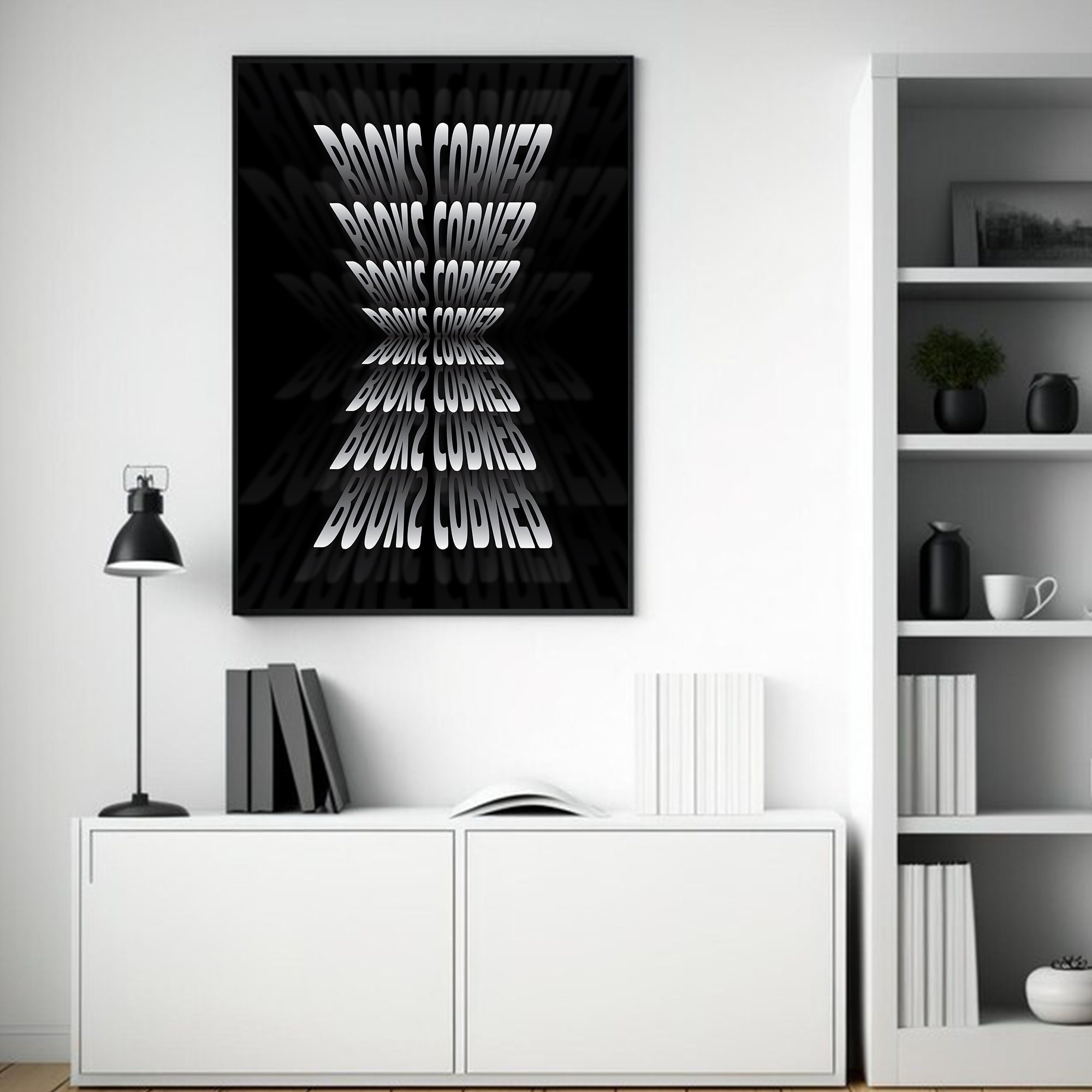 Book Lovers Wall Art, Book Corner Print, Classic Digital Print,living ...