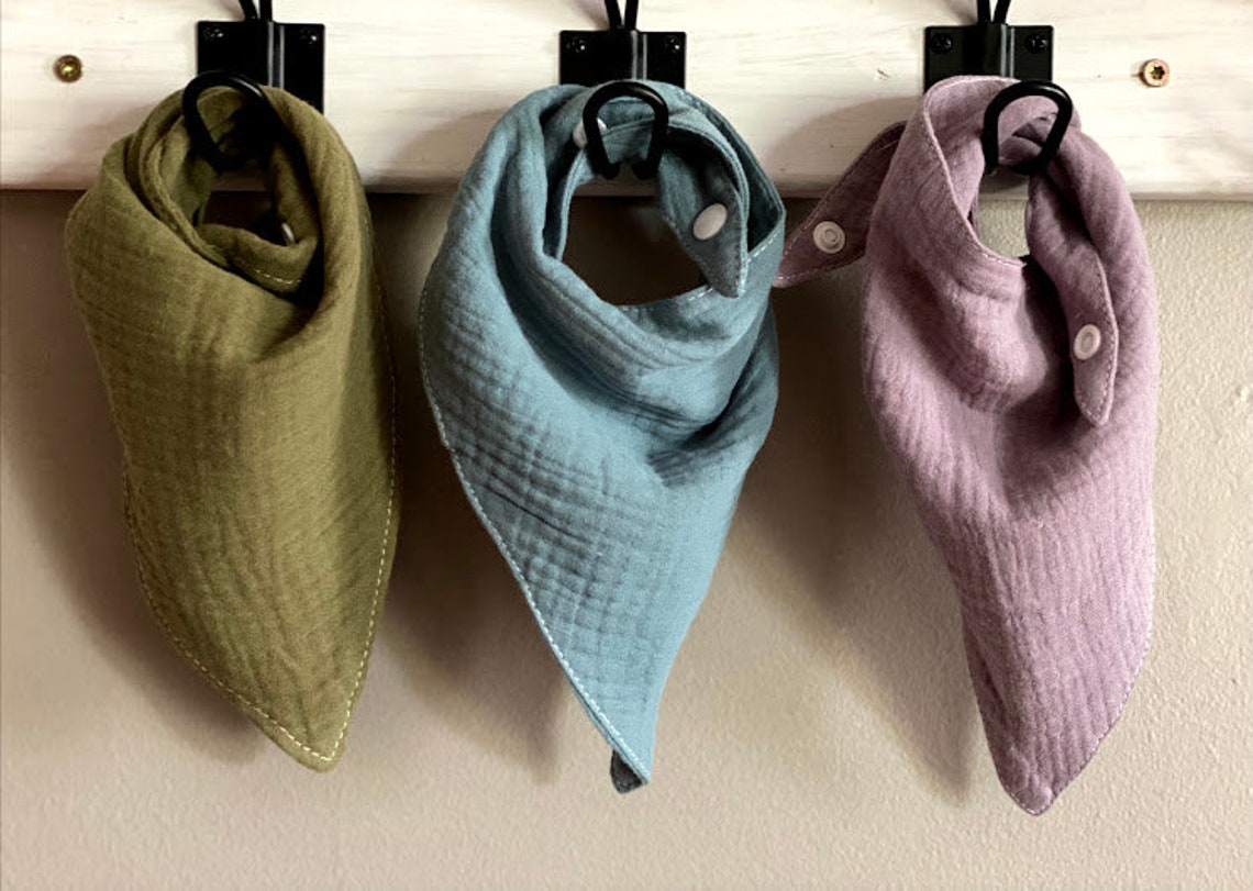 Embroidered Handkerchief Bib, Drool Bib, Triangle Bib, 100% Organic ...