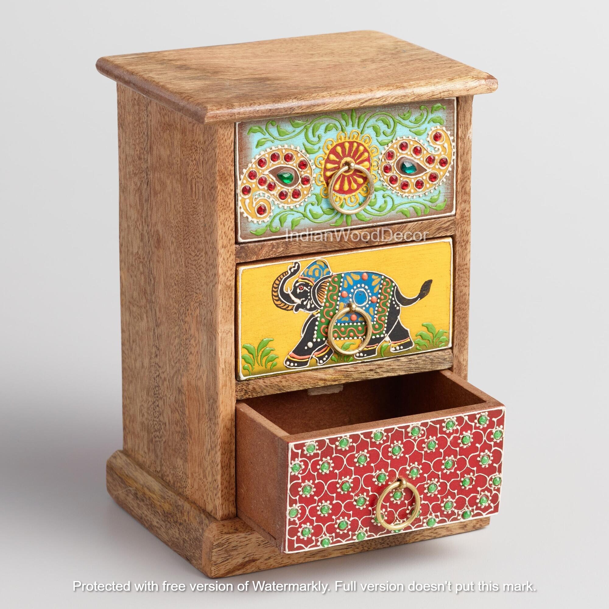 Jewelry Storage Home & Living Indian Painted box Wooden hand painted 3 ...