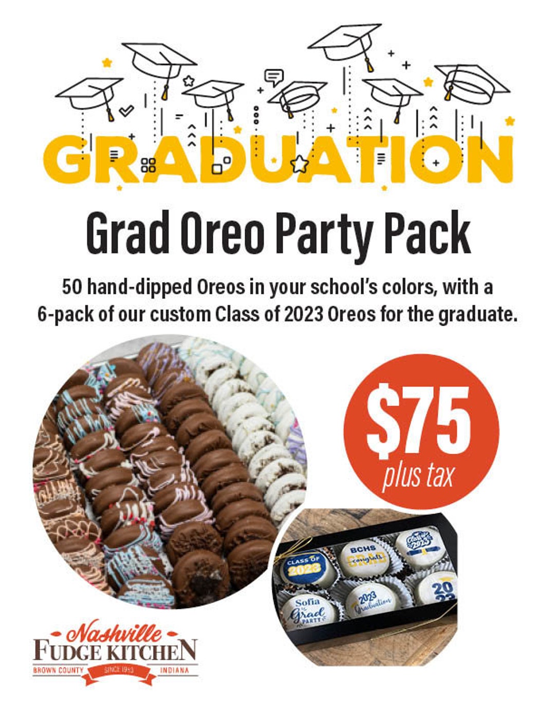 Custom Graduation Party Pack Chocolate Dipped Oreo's 50 Custom Color ...
