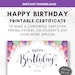 Printable Happy Birthday Certificate - Etsy