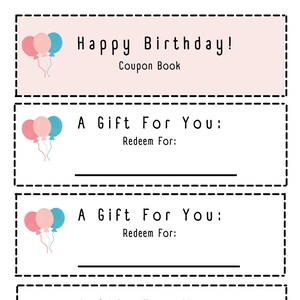 Printable Birthday Coupon Booklet - Etsy