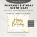 Printable Happy Birthday Certificate - Etsy