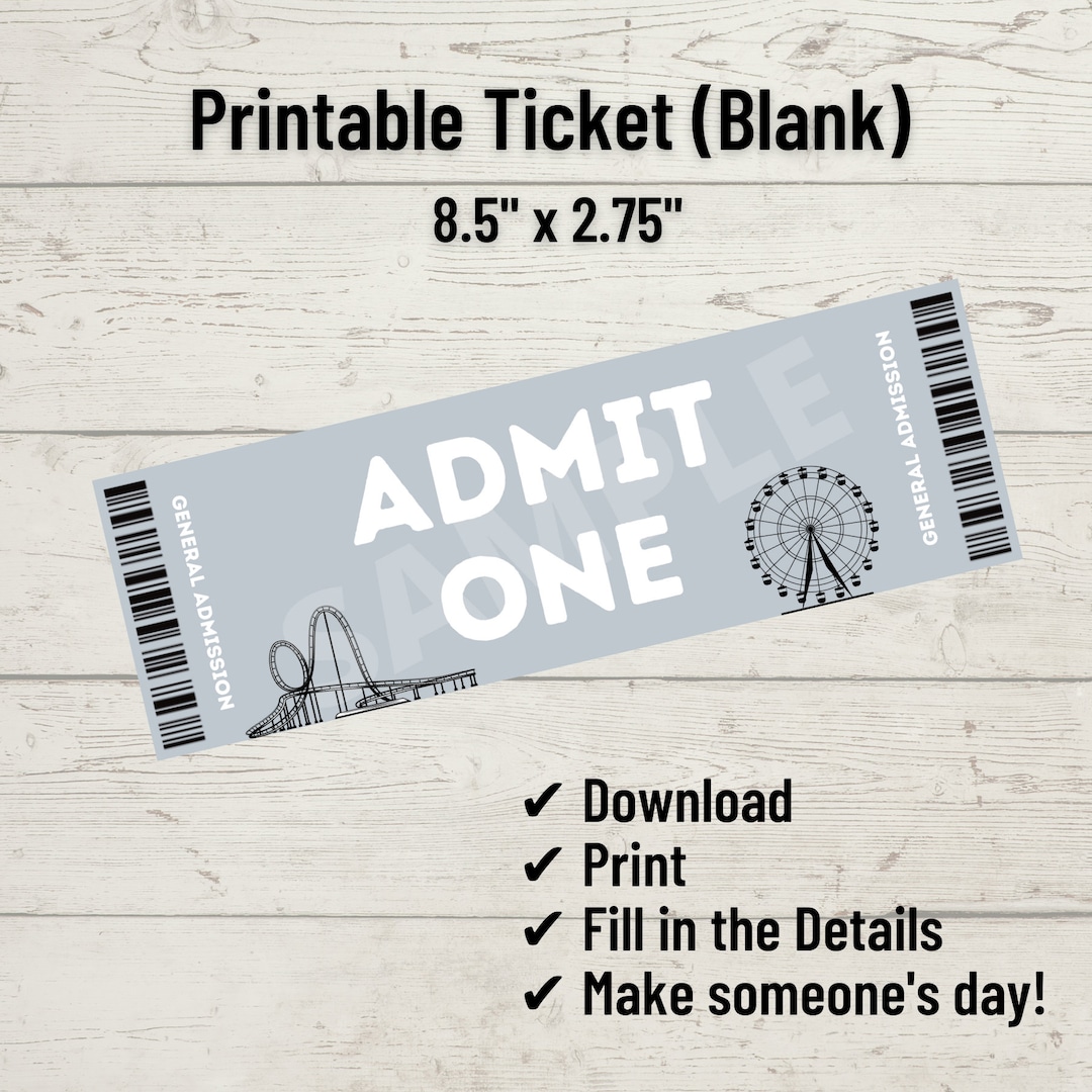 Printable Amusement Park Ticket - Etsy