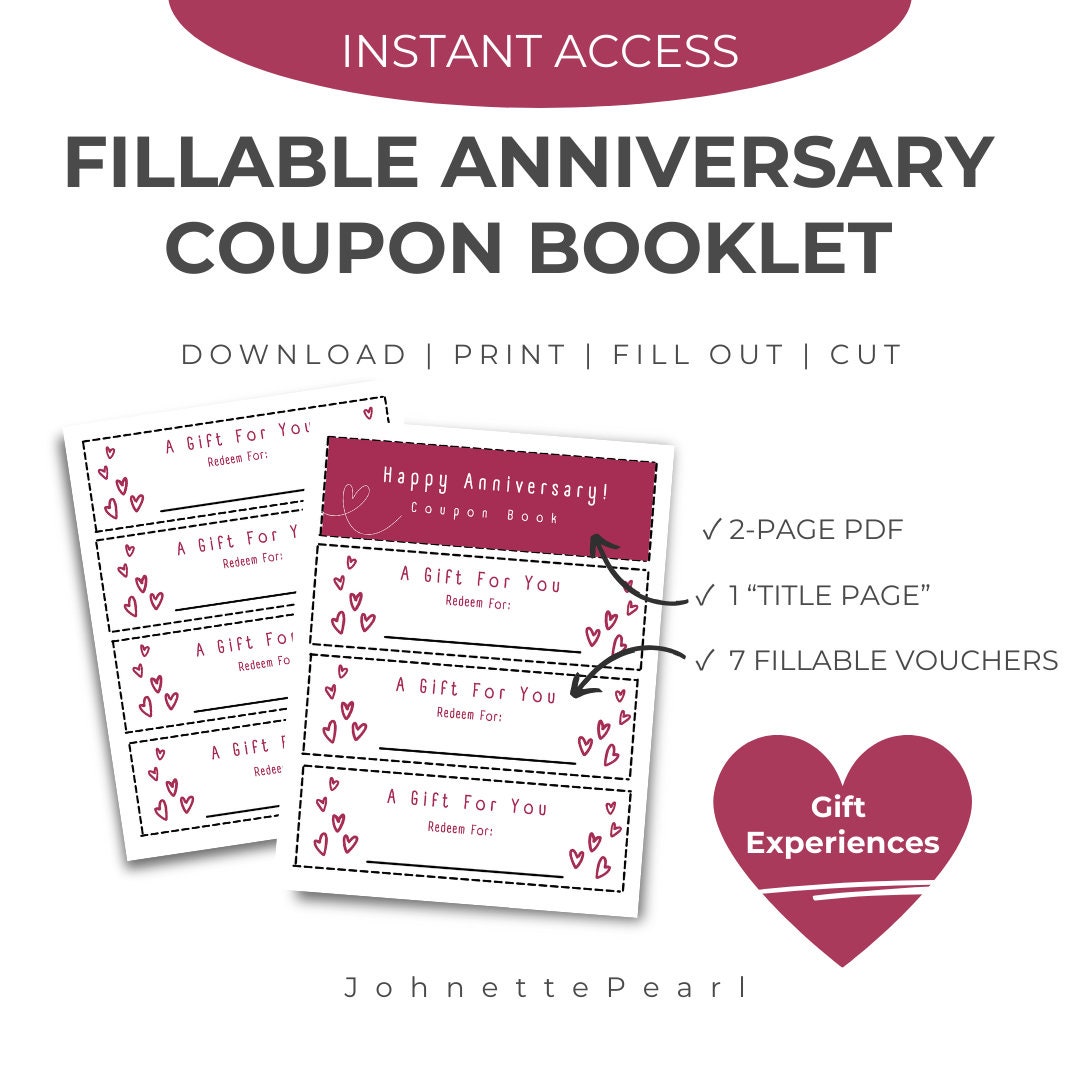Printable Anniversary Coupon Booklet - Etsy