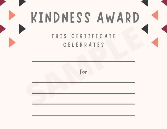 Printable Kindness Award | Etsy