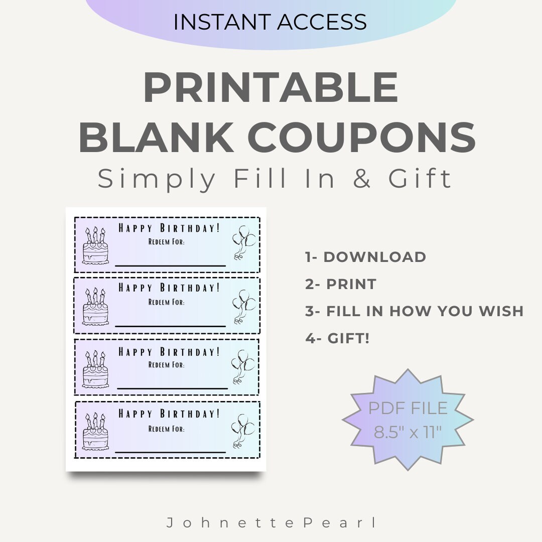 Printable Birthday Coupons to Gift - Etsy