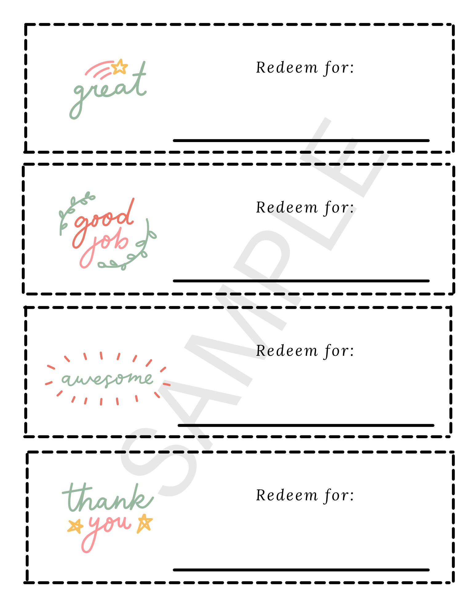 Printable Rewarding Coupons to Gift to Staff, Friends, Students ...