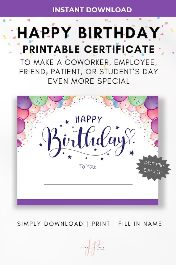 Certificado De Feliz Cumpleaños Descargable Imágenes De Certificado