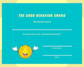 Good Behavior Award - Etsy