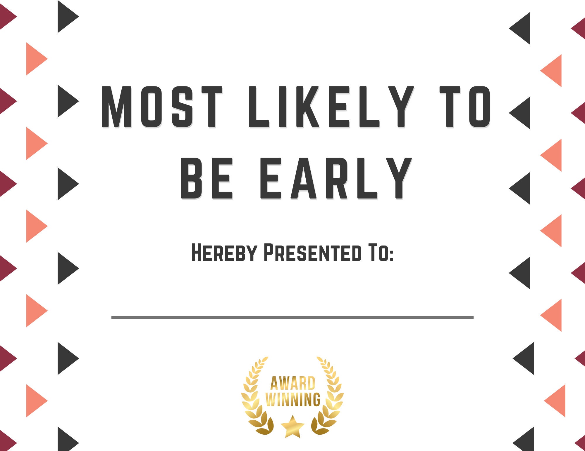 Printable Work Award / Certificate for Fun - Early - Etsy