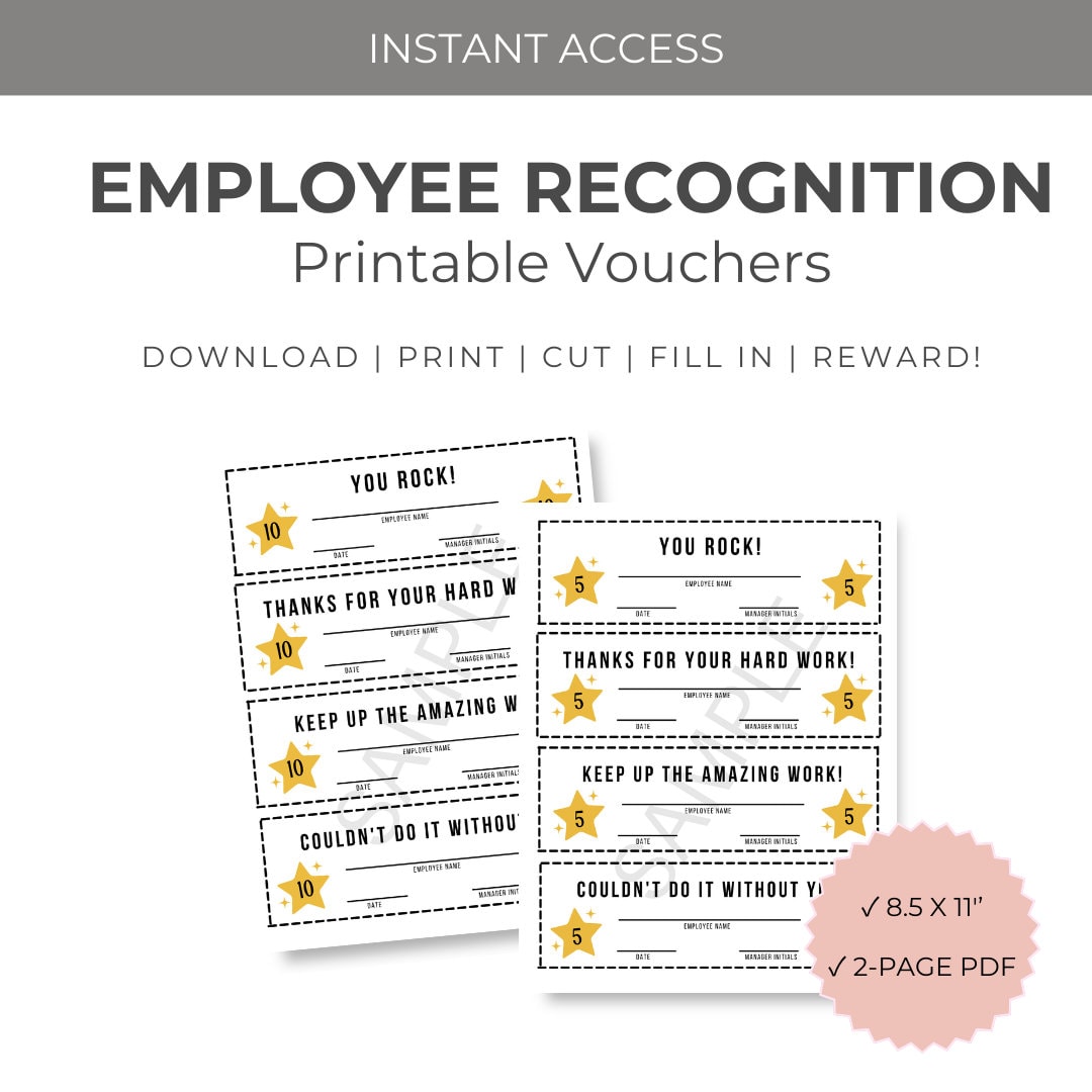 Printable Employee Recognition Vouchers - Etsy
