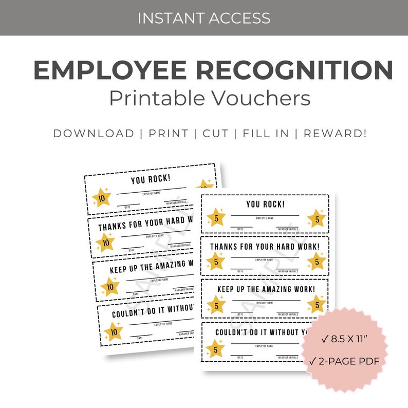 Printable Employee Recognition Vouchers - Etsy