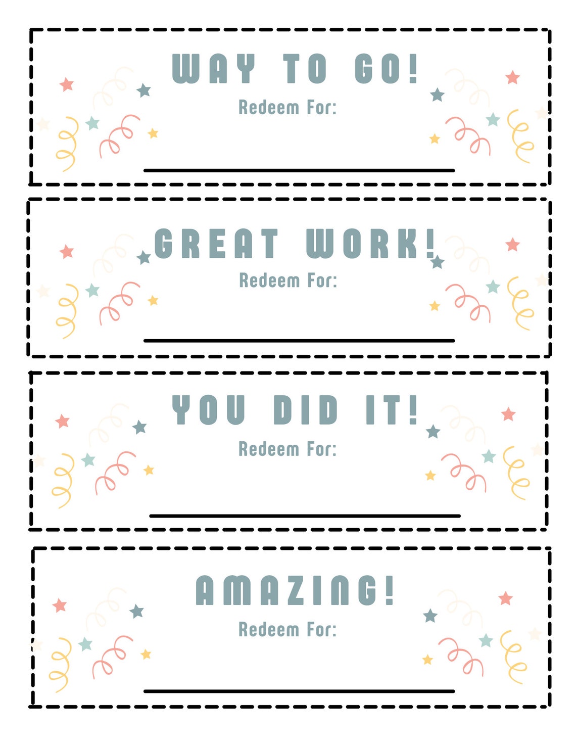 Printable Reward Vouchers - Etsy