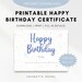 Printable Happy Birthday Certificate - Etsy