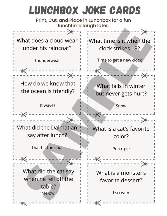 Lunchbox Joke Cards - Etsy