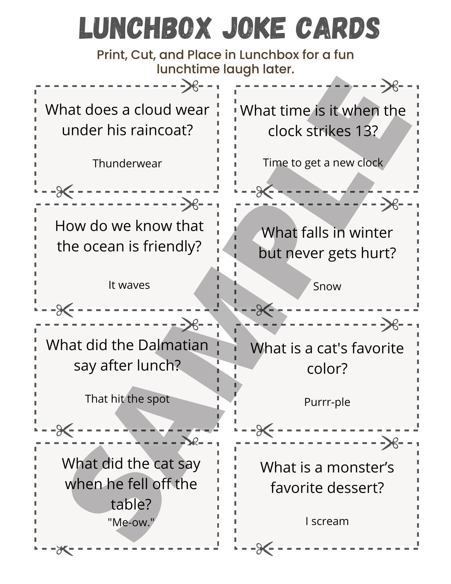 Lunchbox Joke Cards - Etsy