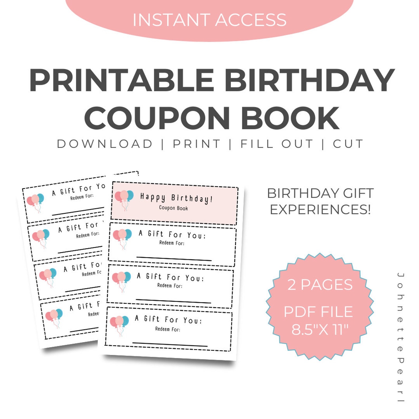 Printable Birthday Coupon Booklet - Etsy