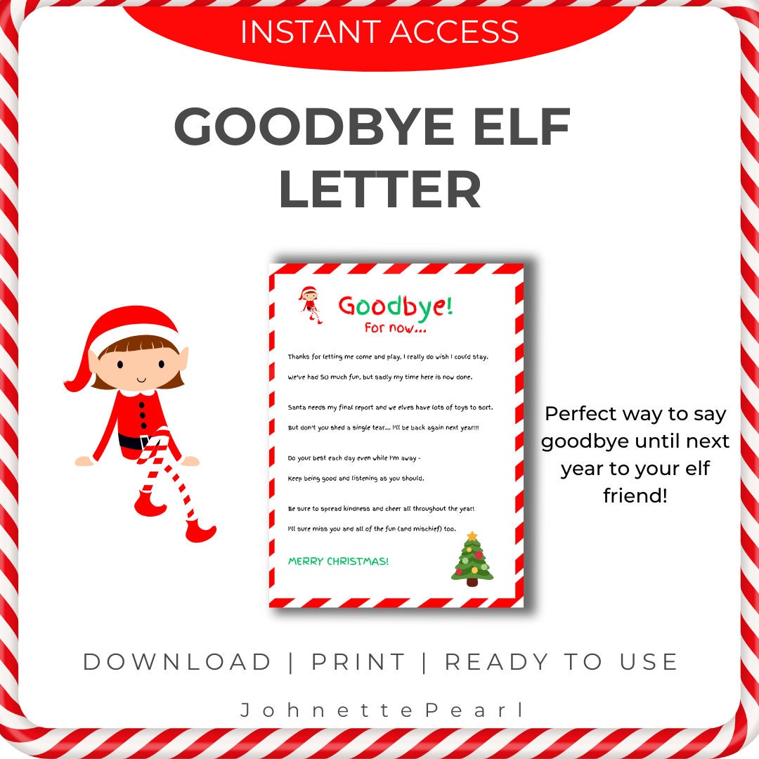 Goodbye Elf Letter - Etsy